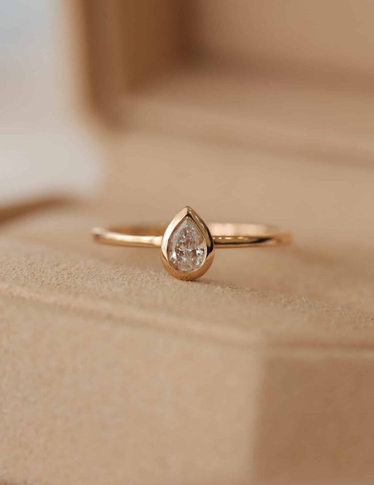 0.31ct Bezel Set Pear Diamond Ring - Aurupt Jewellers