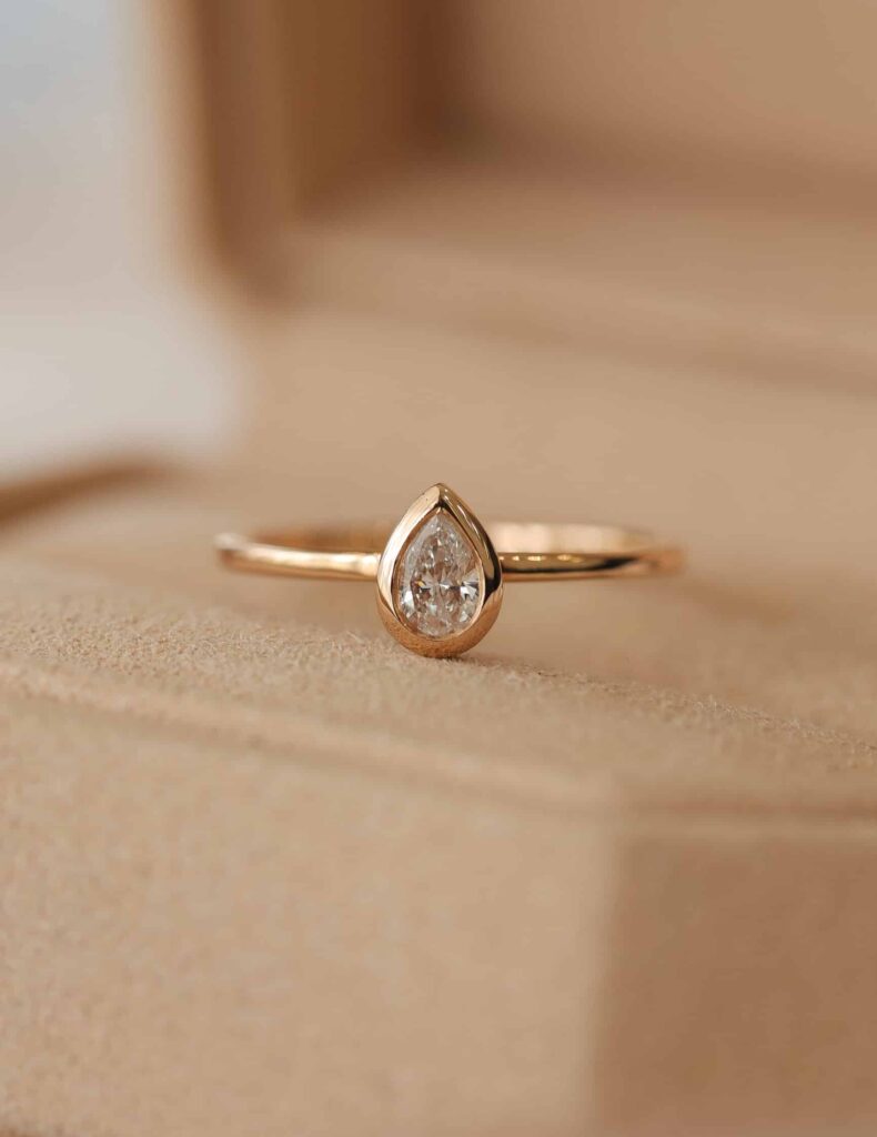 0.31ct Bezel Set Pear Diamond Ring - Aurupt Jewellers