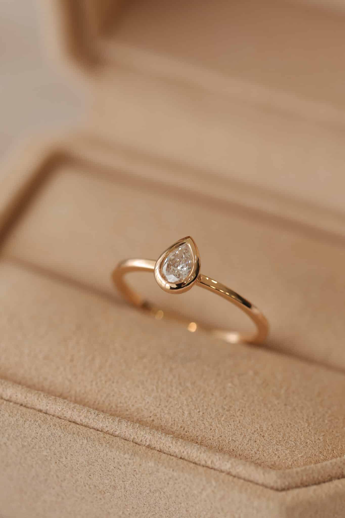 0.31ct Bezel Set Pear Diamond Ring - Aurupt Jewellers