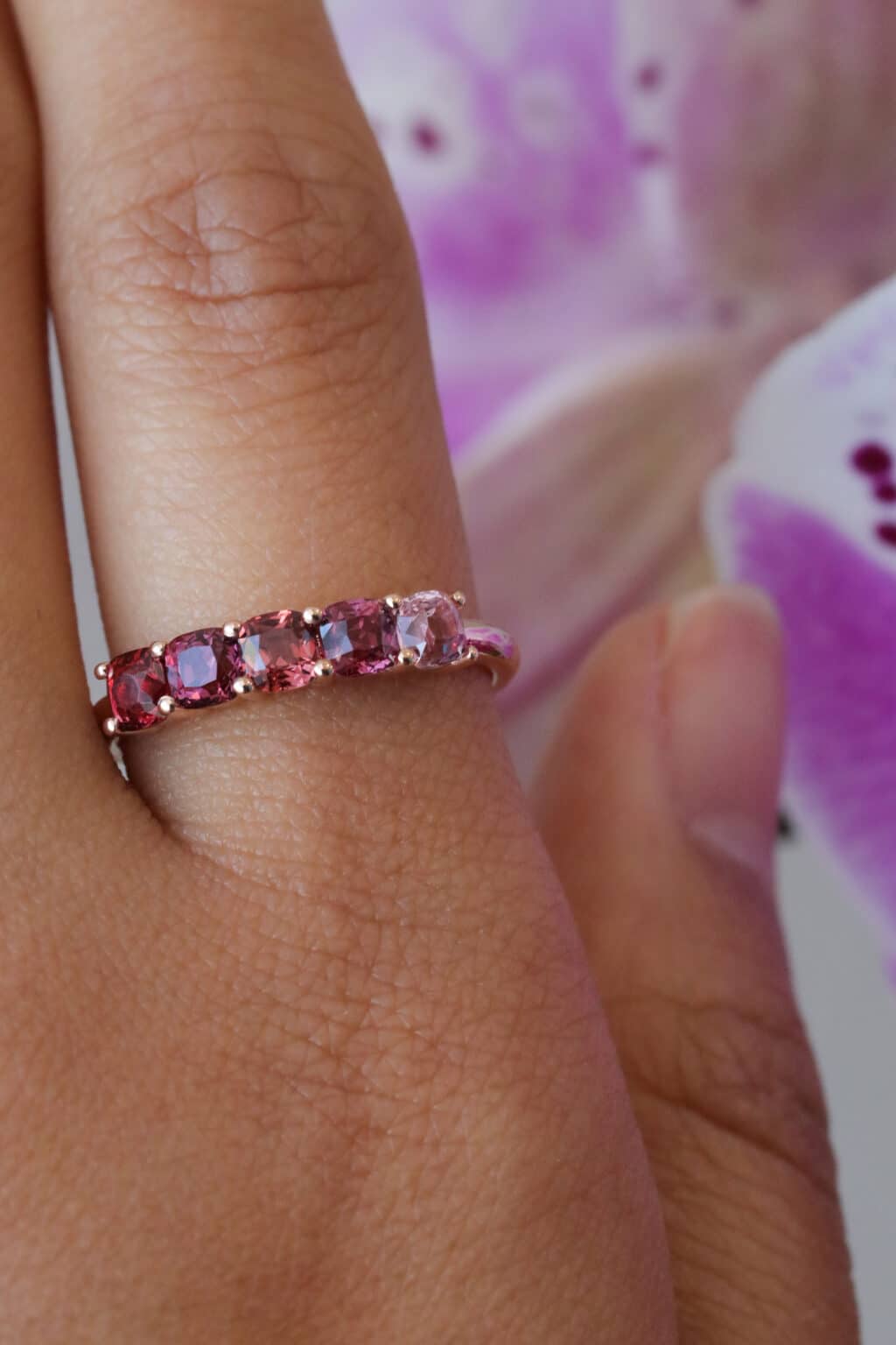 Multi Colour Rose Gold Spinel Ring - Aurupt Jewellers